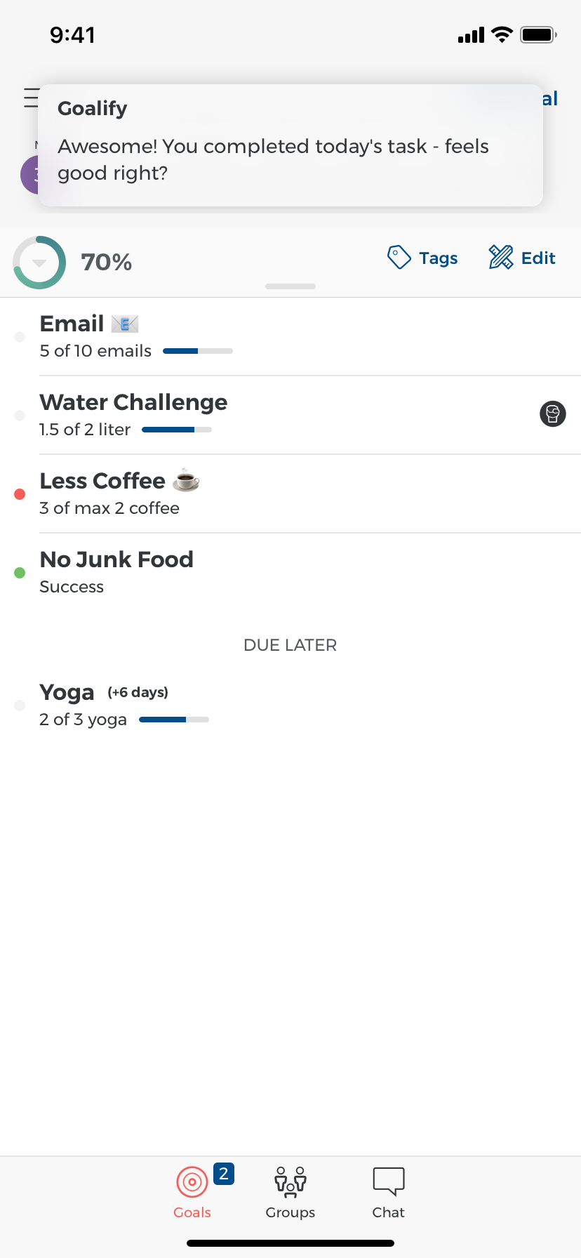 Habit Tracker - Business Habits - Goalify Professional